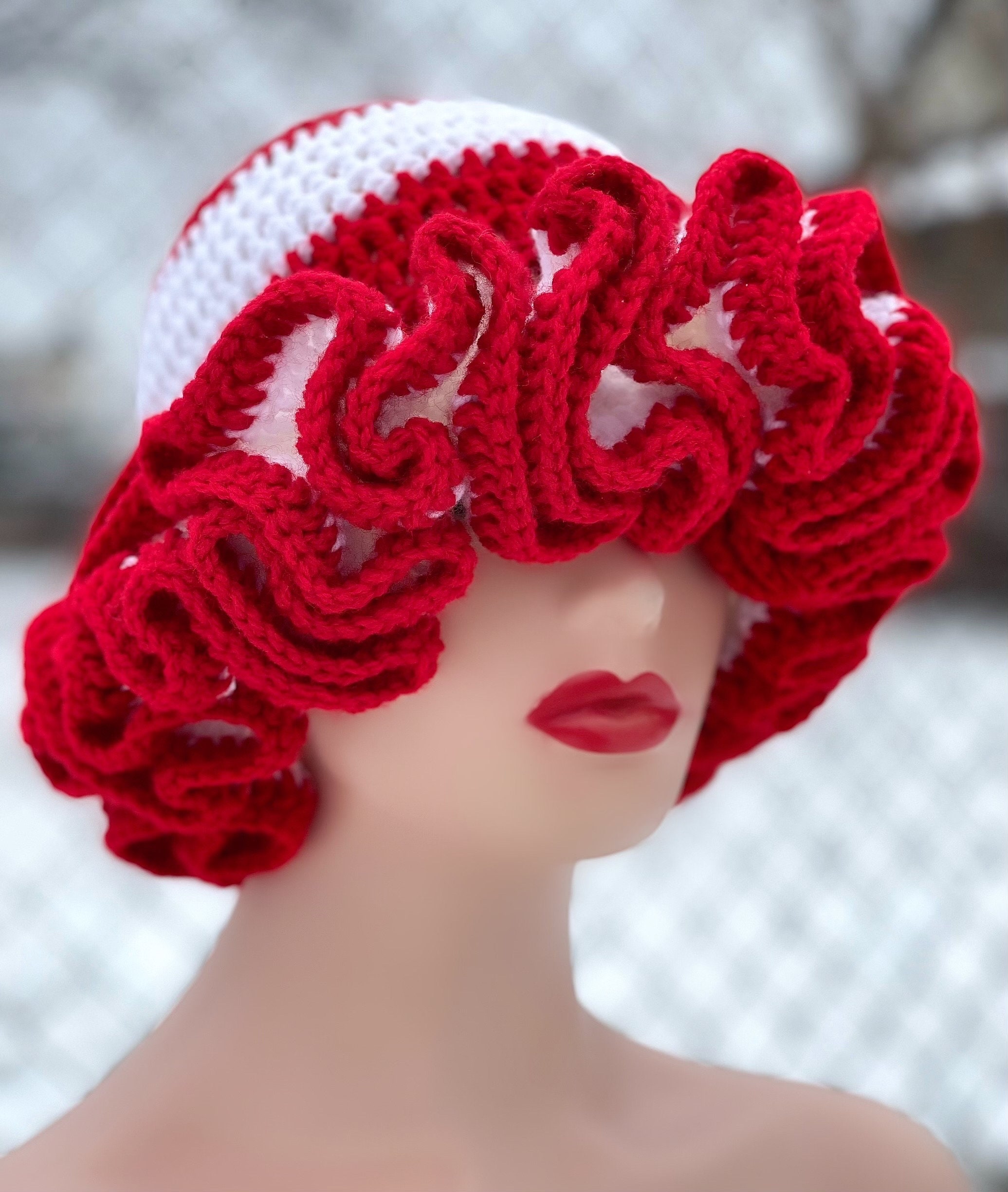 Holiday Colors Crochet Ruffle Hat - Etsy