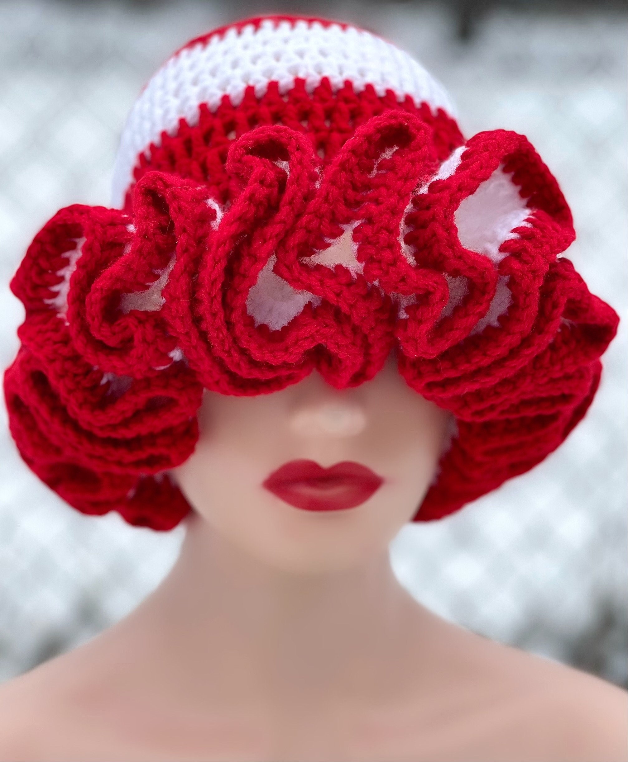 Holiday Colors Crochet Ruffle Hat - Etsy