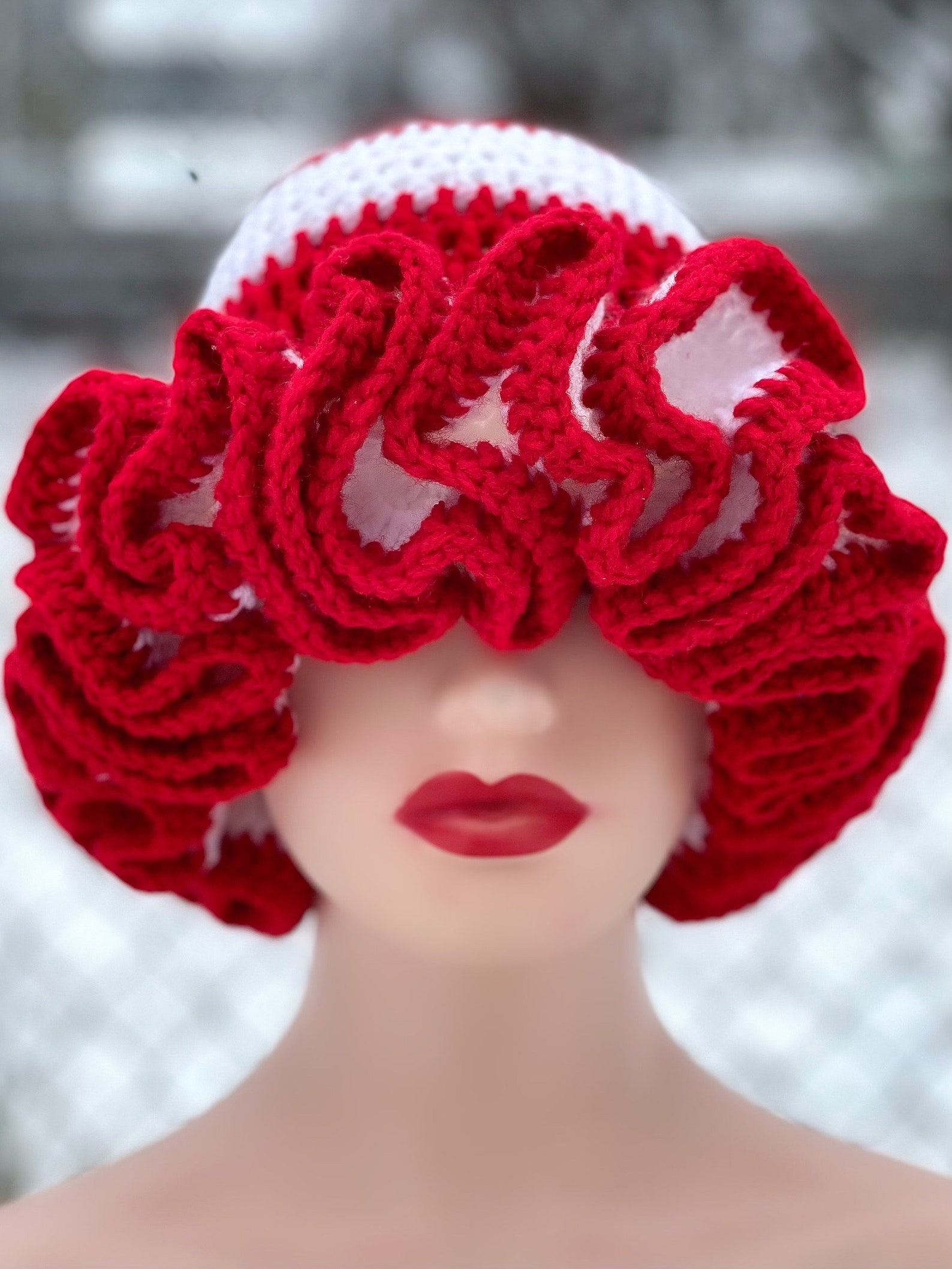 Holiday Colors Crochet Ruffle Hat - Etsy