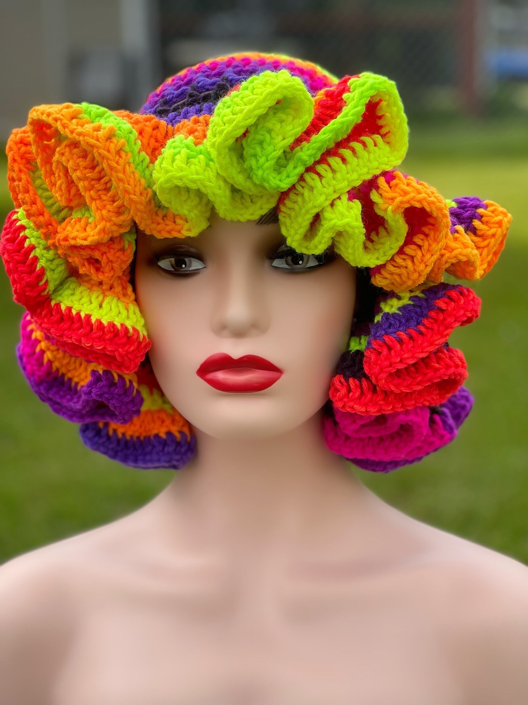 Crochet Ruffle Hat Etsy