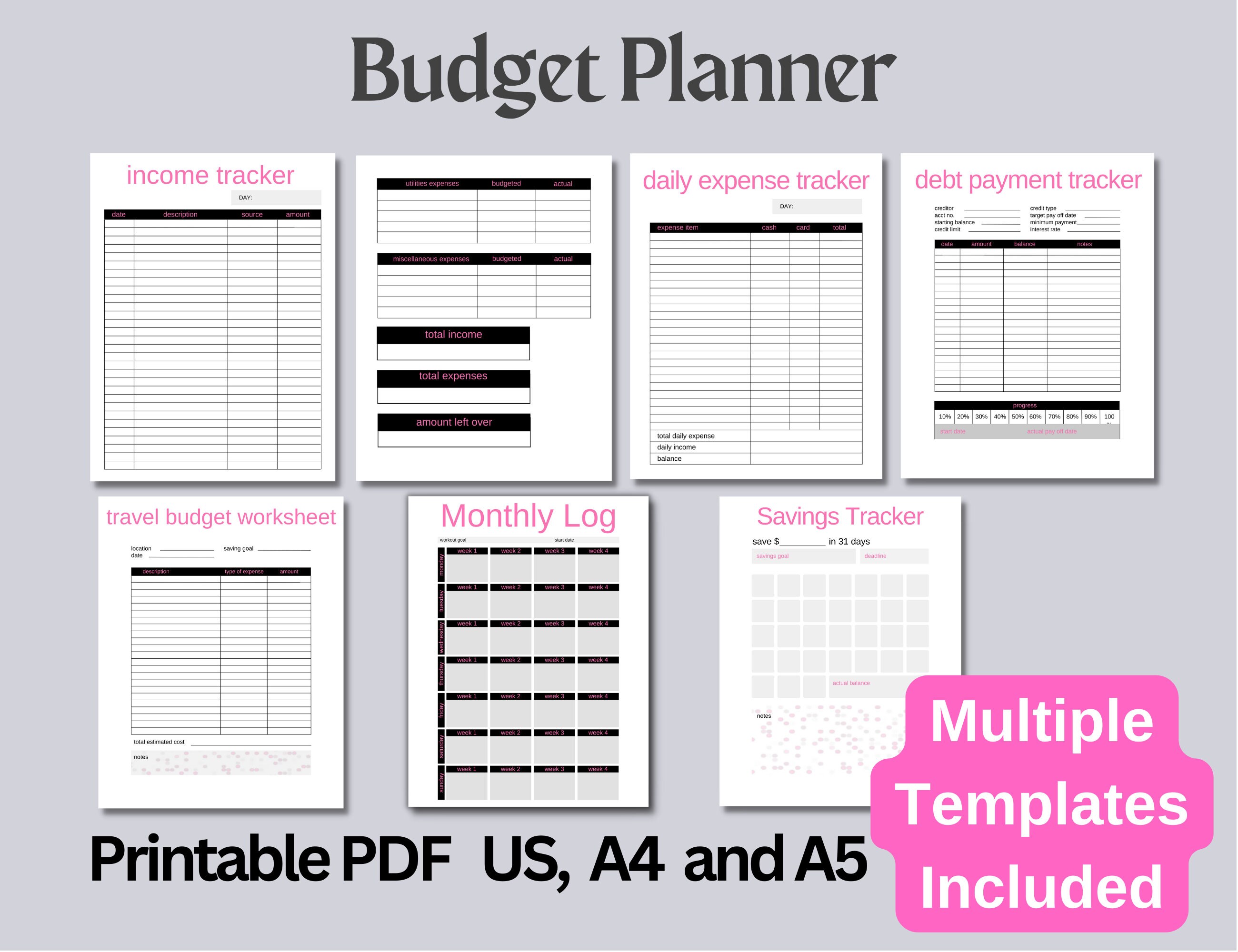 Budget Planner Editable, Digital Printable Budget Planner, Weekly ...