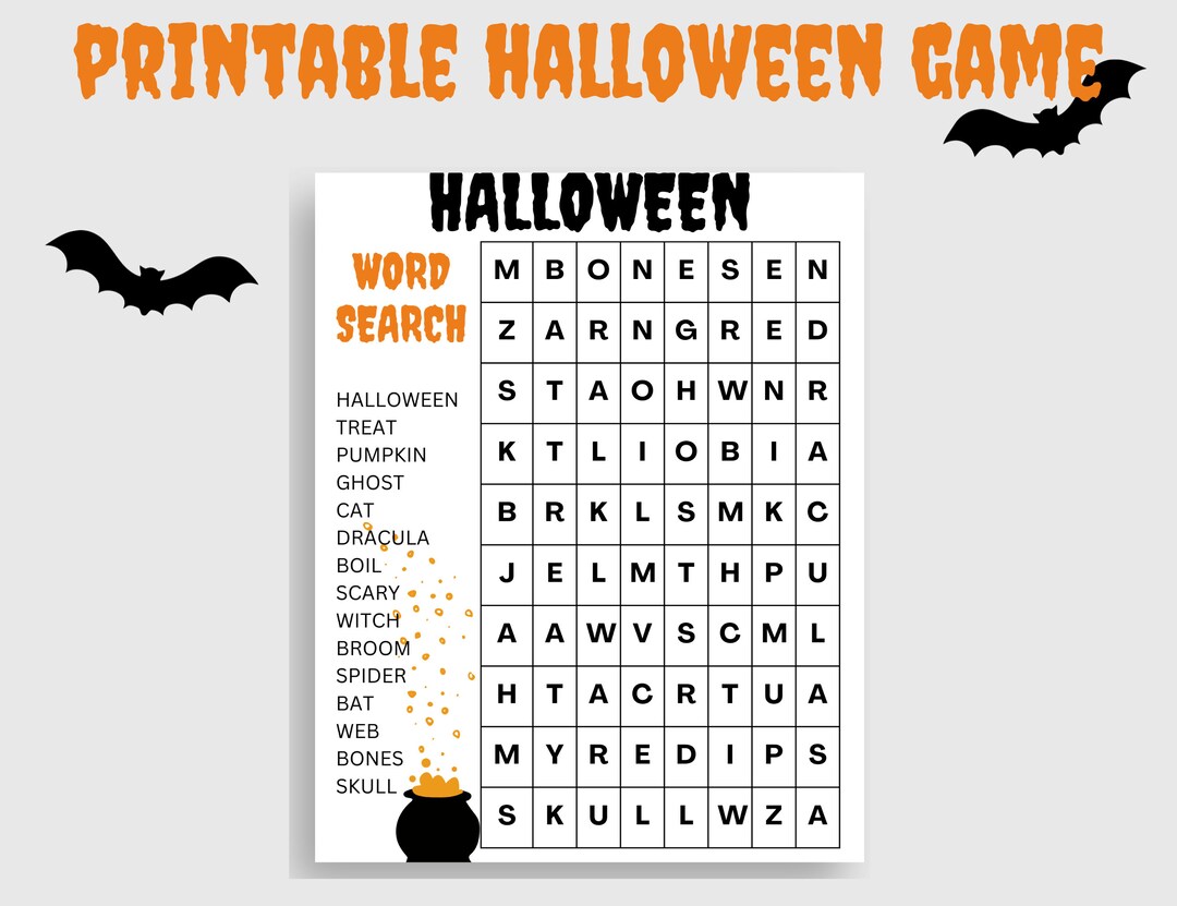 Printable Word Search Halloween Game Digital Halloween Game Printable ...