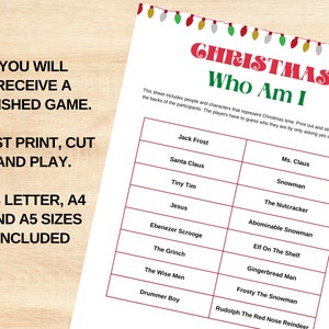 Who Am I Christmas Game, Festive Themed Party Game, Memory Game ...