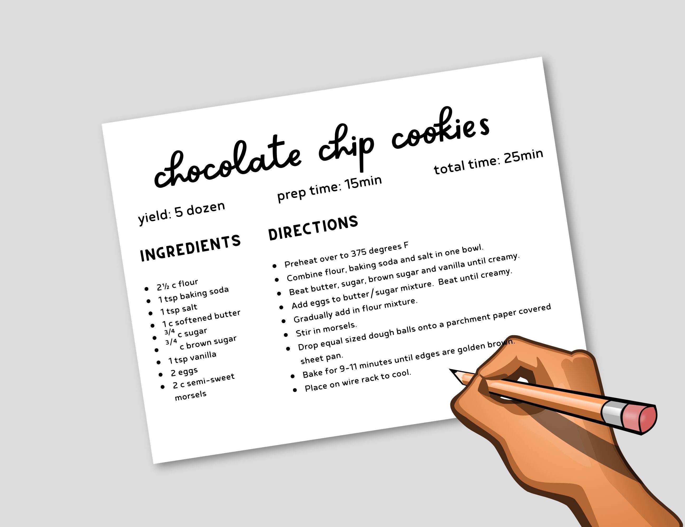 Editable Recipe Card Template Simple Recipe Card Modern - Etsy