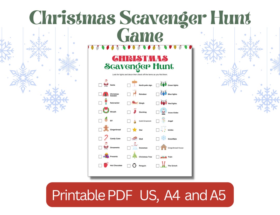 Christmas Scavenger Hunt Game, Holiday Games, Christmas Treasure Hunt ...
