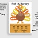 Roll A Turkey Thanksgiving Game, Thanksgiving Kids Table Game, Turkey ...