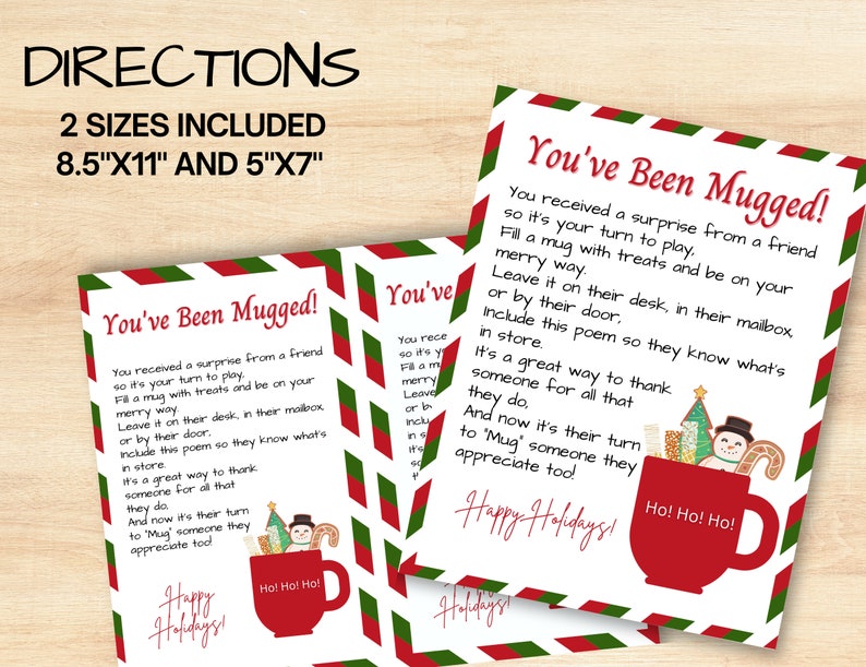 You've Been Mugged Christmas Printable, Secret Santa Game, Hug in A Mug ...