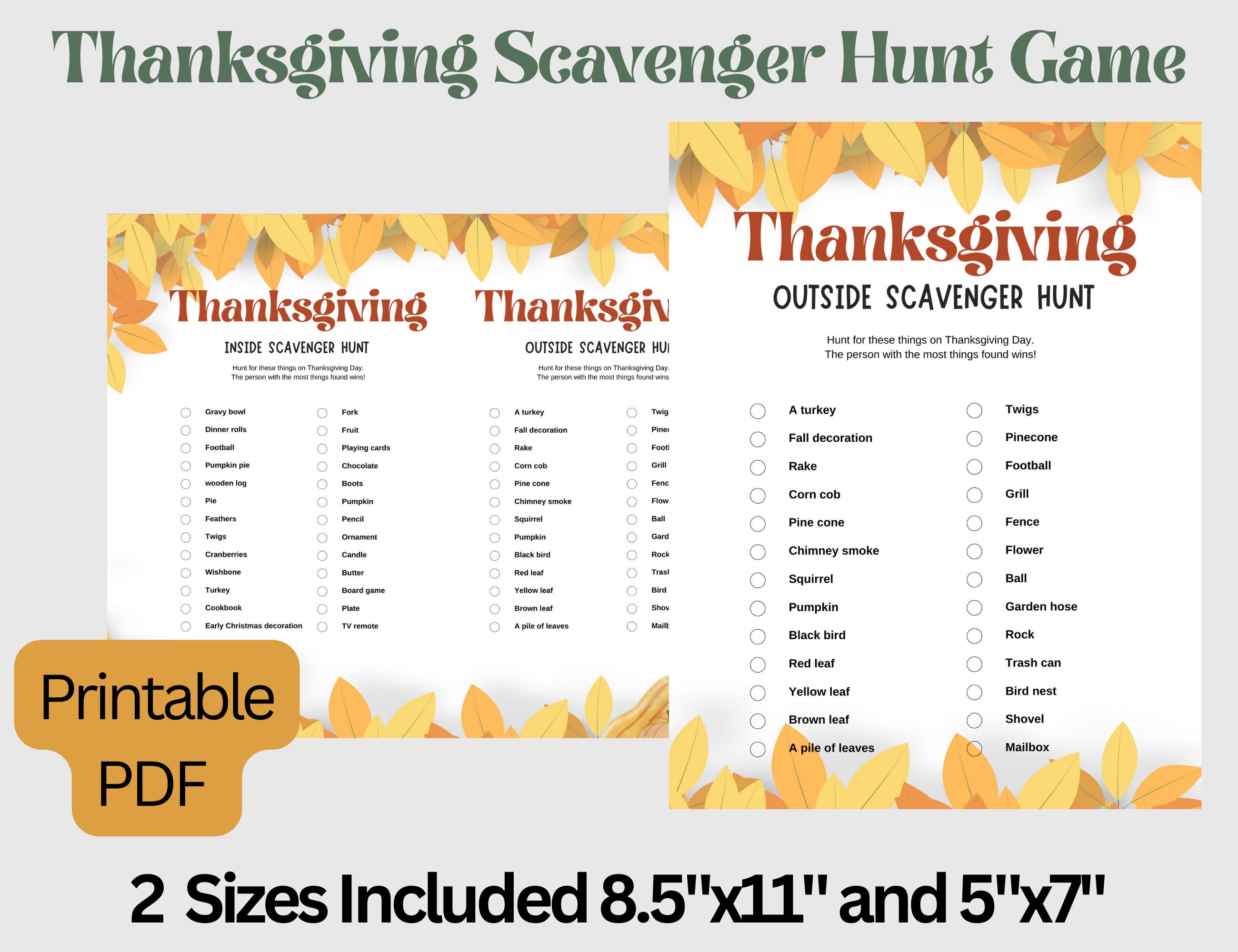 Indoor Scavenger Hunt,outdoor Scavenger Hunt, Thanksgiving, Scavenger ...