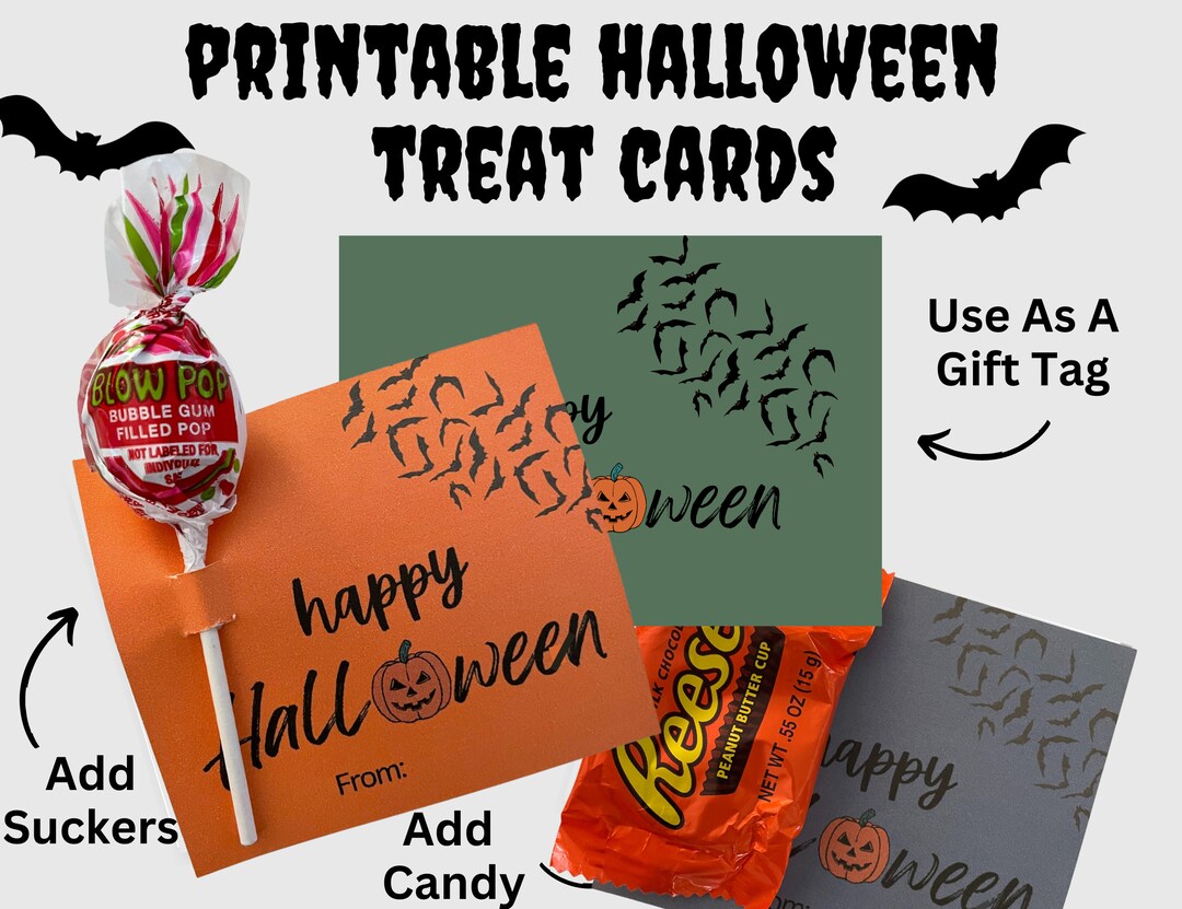 Multiple Halloween Printable Cards, Kids Halloween Party, Halloween ...
