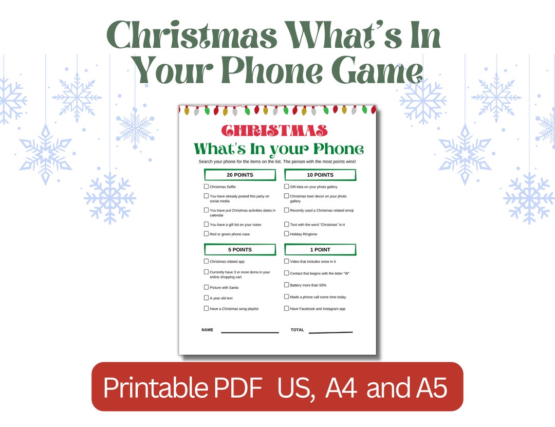 Whats in Your Phone Christmas Game, Whats on Your Phone Game, Christmas ...