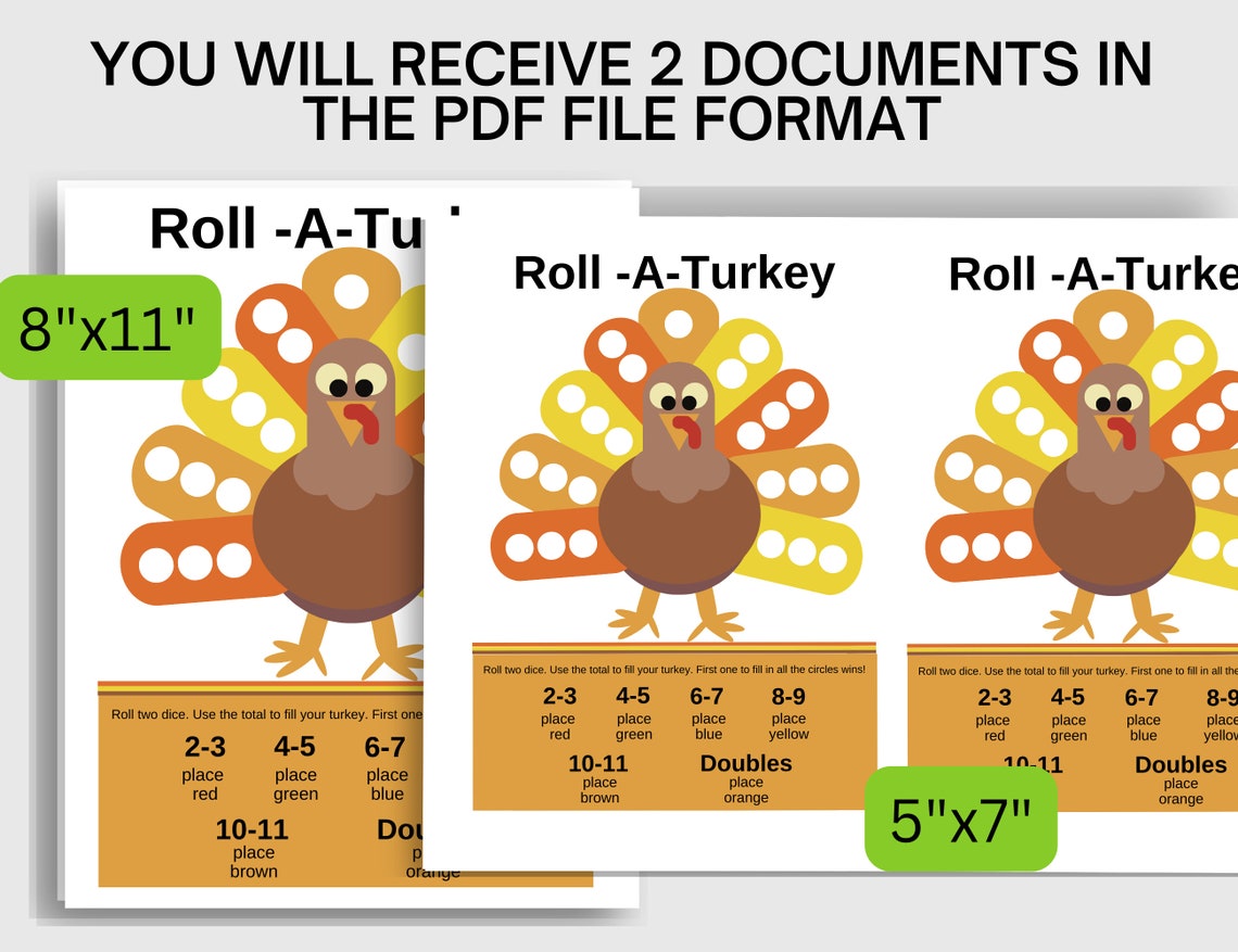 Roll A Turkey Thanksgiving Game Thanksgiving Kids Table Game - Etsy