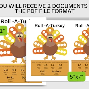 Roll A Turkey Thanksgiving Game, Thanksgiving Kids Table Game, Turkey ...