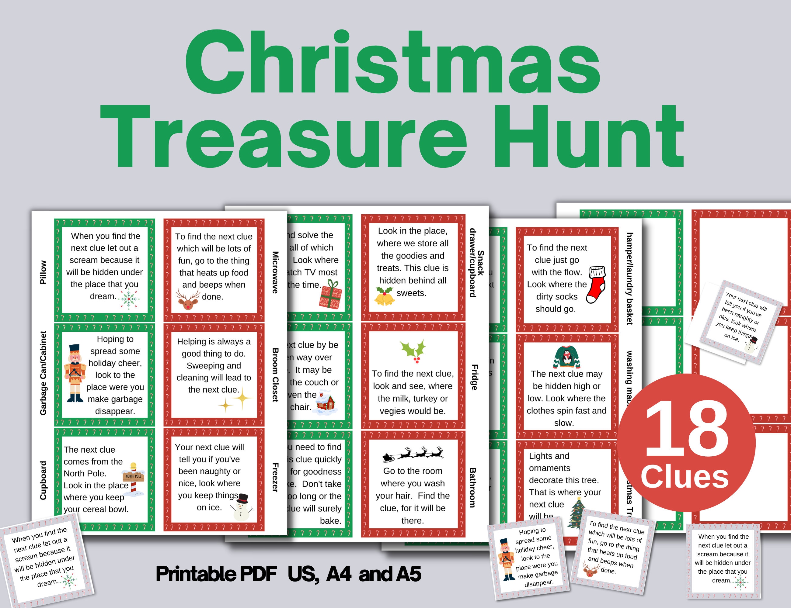 Indoor Christmas Treasure Hunt Game for Kids, Christmas Scavenger Hunt ...