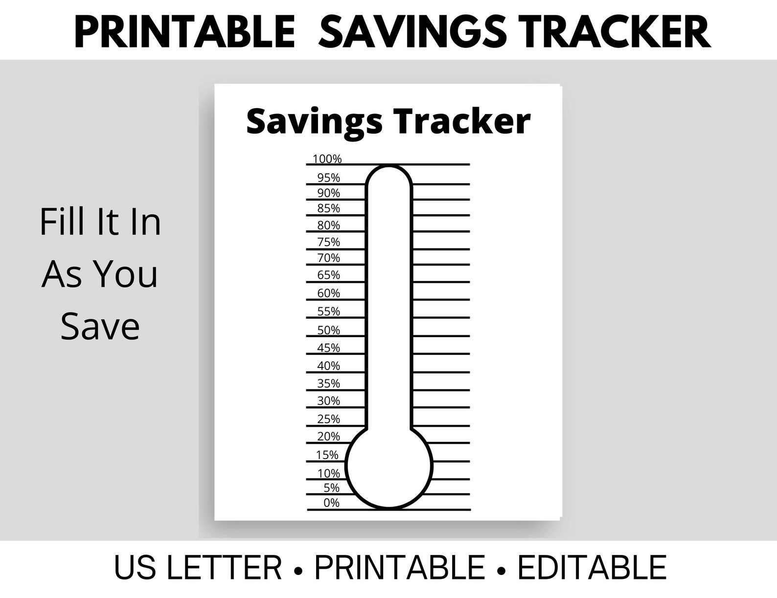 Printable Savings Tracker, Daily Savings, Editable PDF, Savings Plan ...