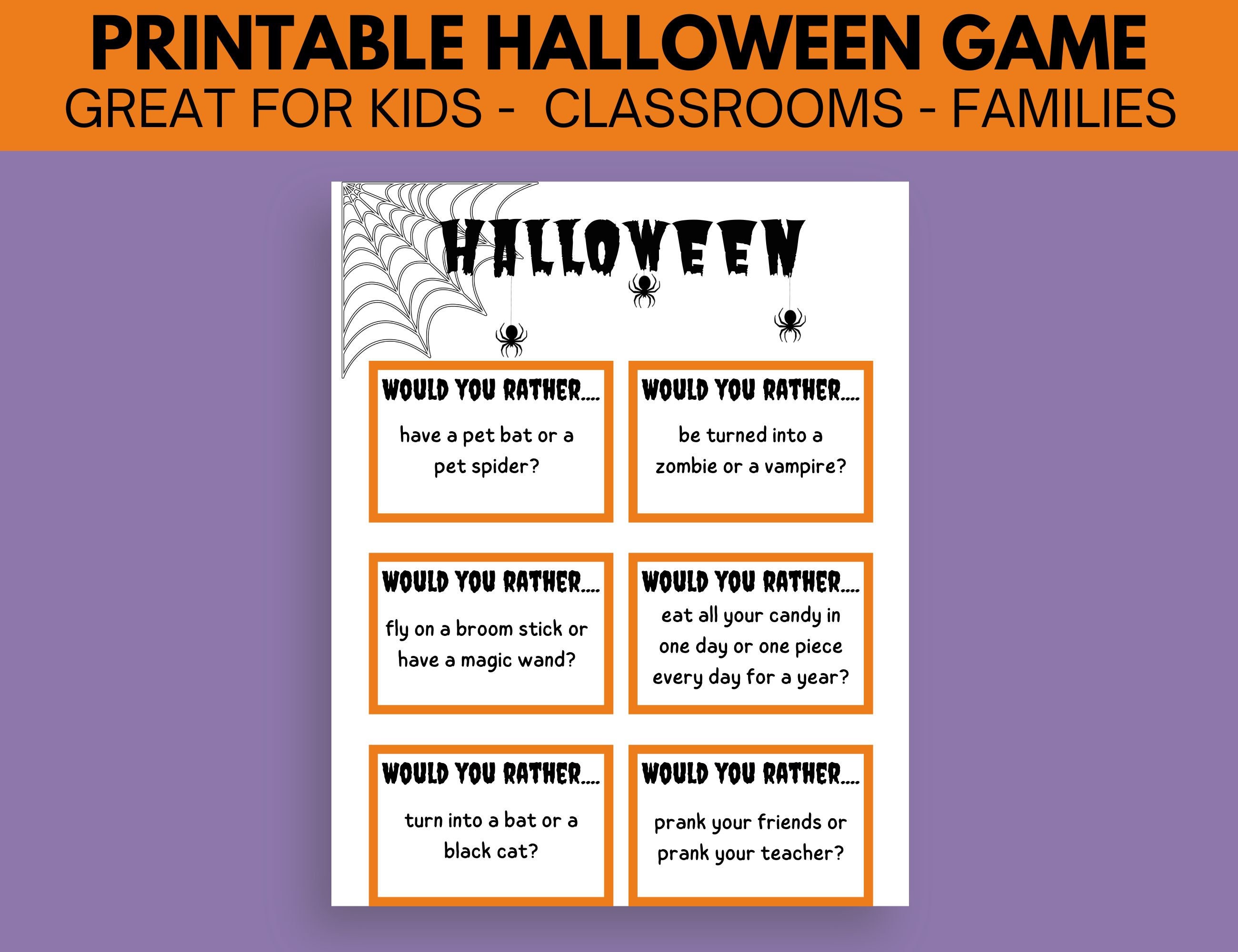 Printable Halloween Games Halloween Game for Kids, Teachers, Parties ...