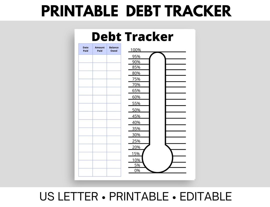 Printable Debt Tracker, Daily Tracking, Editable PDF, Debt Repayment ...