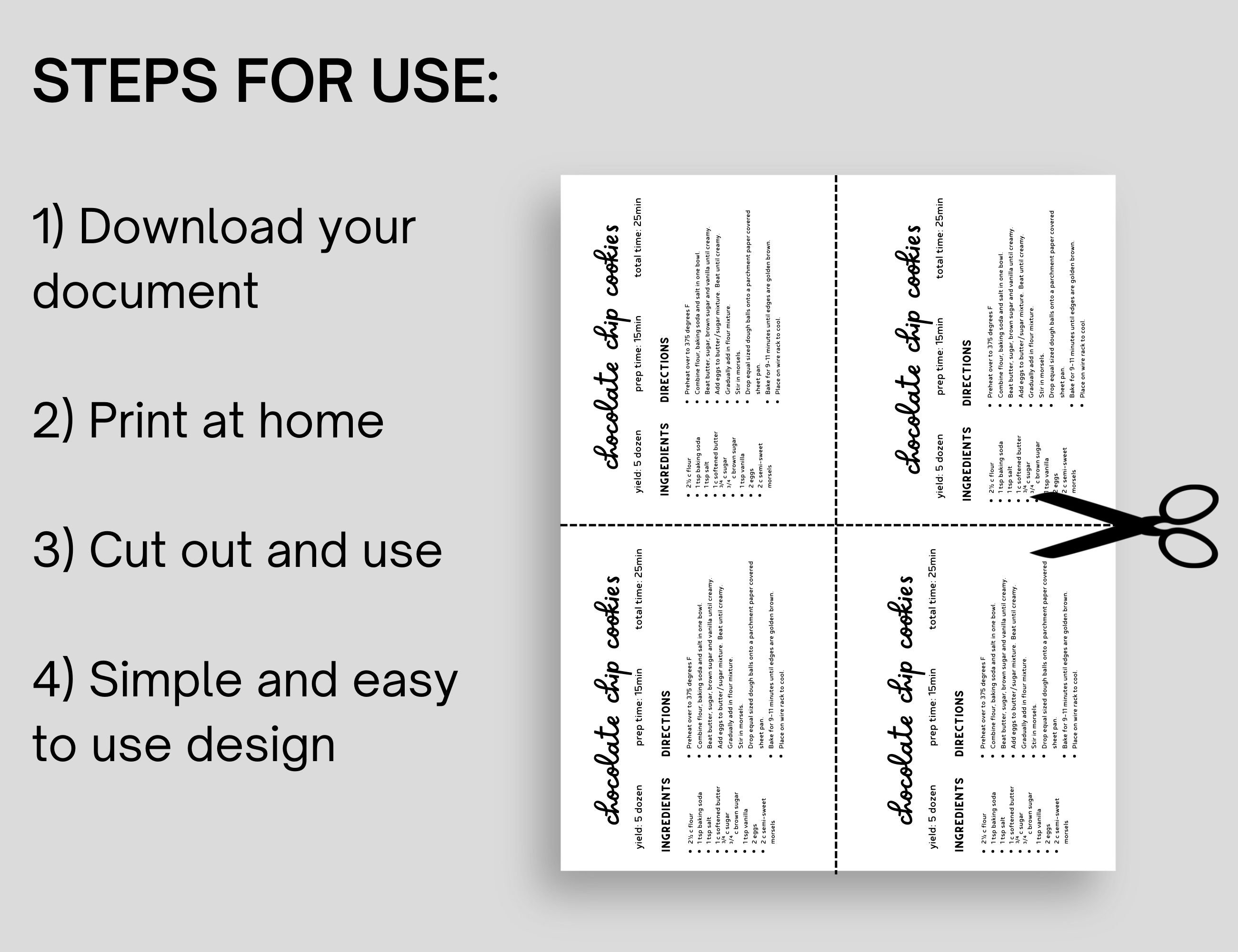 Editable Recipe Card Template Simple Recipe Card Modern - Etsy