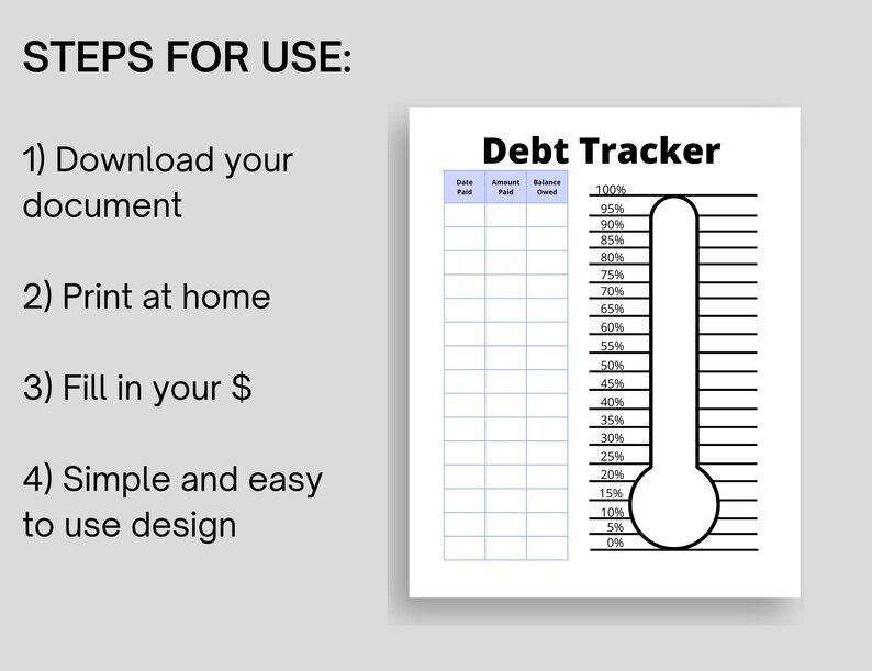 Printable Debt Tracker, Daily Tracking, Editable PDF, Debt Repayment ...