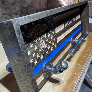 Thin Blue Line Gear Rack | Personalized Police Gear Rack | Duty Belt ...