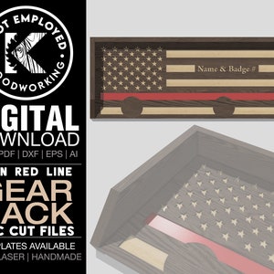 Thin Red Line Gear Rack Personalized Fire Fighter Gear Rack Gear ...