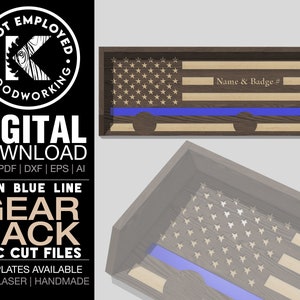 Thin Blue Line Gear Rack | Personalized Police Gear Rack | Duty Belt ...