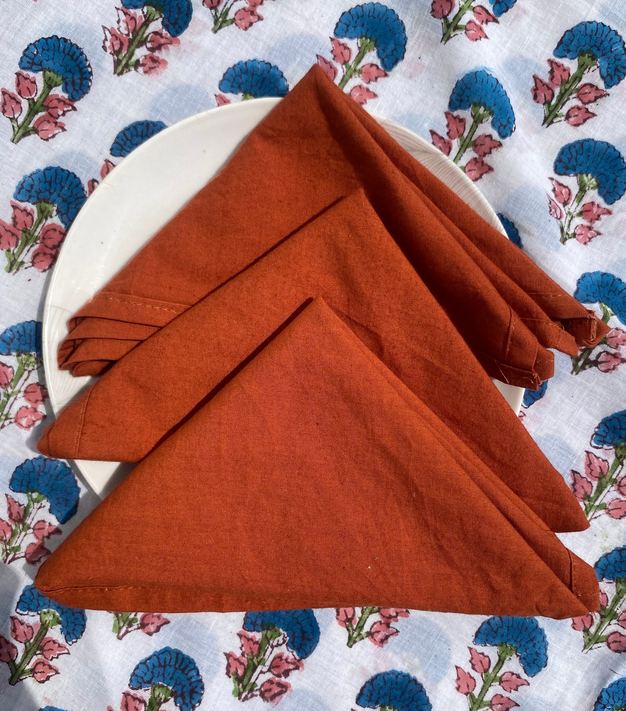 50 Pcs Rust Cotton Napkins, Handmade Custom Size Napkins Available ...
