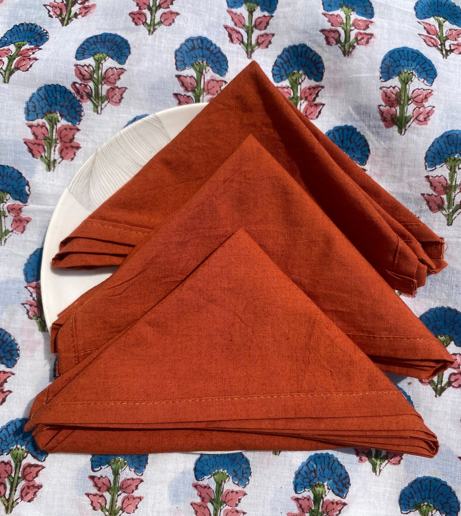 50 Pcs Rust Cotton Napkins, Handmade Custom Size Napkins Available ...