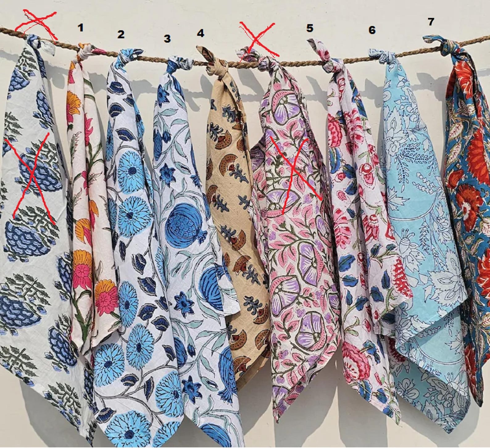 Hand Block Print Soft Cotton Bandana- Handmade Organic Bandana Bohemian ...