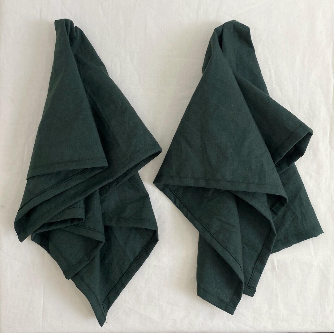 Set of Linen Napkins Forest Green Linen Napkins, , Fine Dining Napkins ...