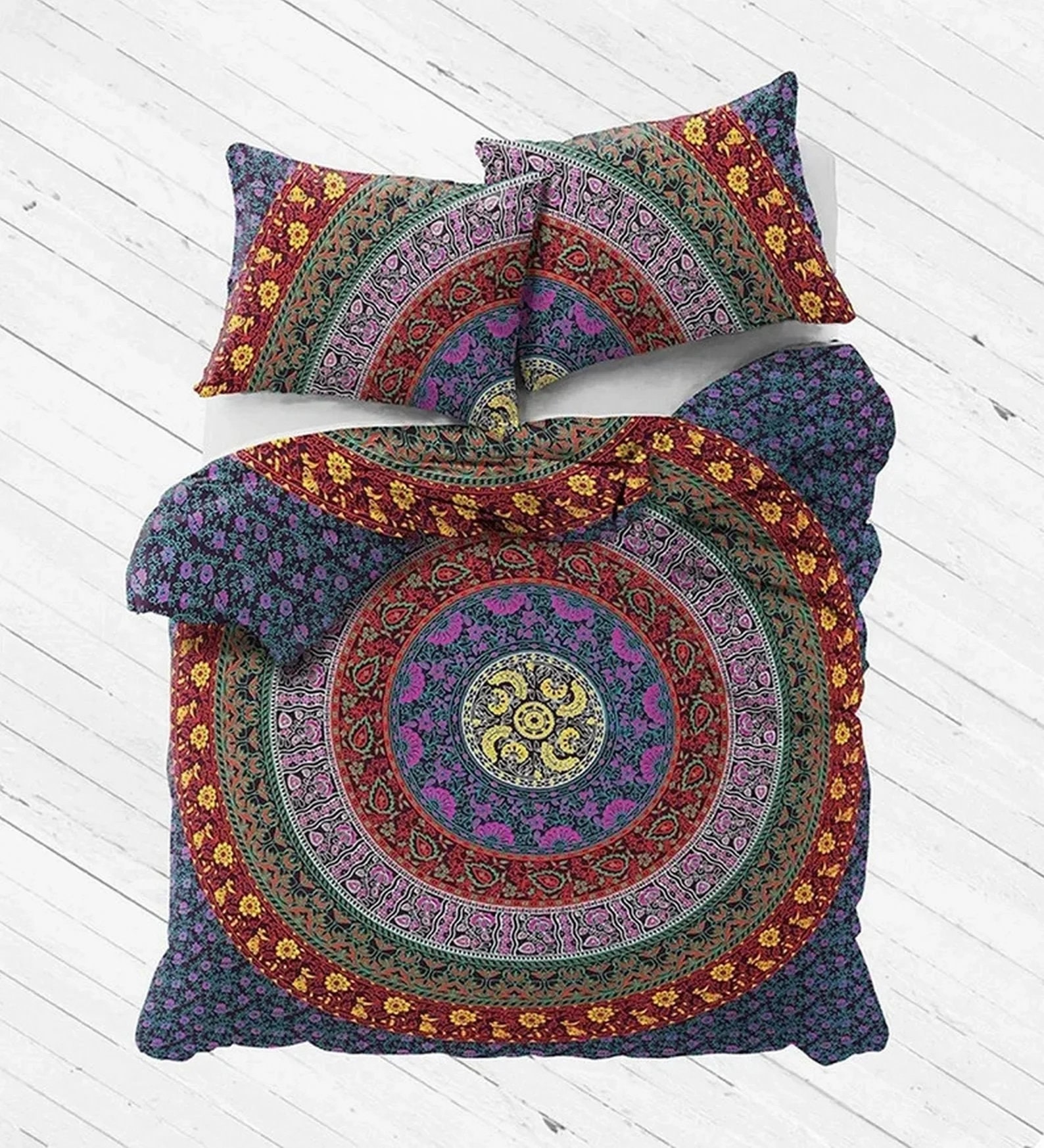 Luxury Violet Blue Six Color King Size Indian Mandala Cotton Boho Duvet ...