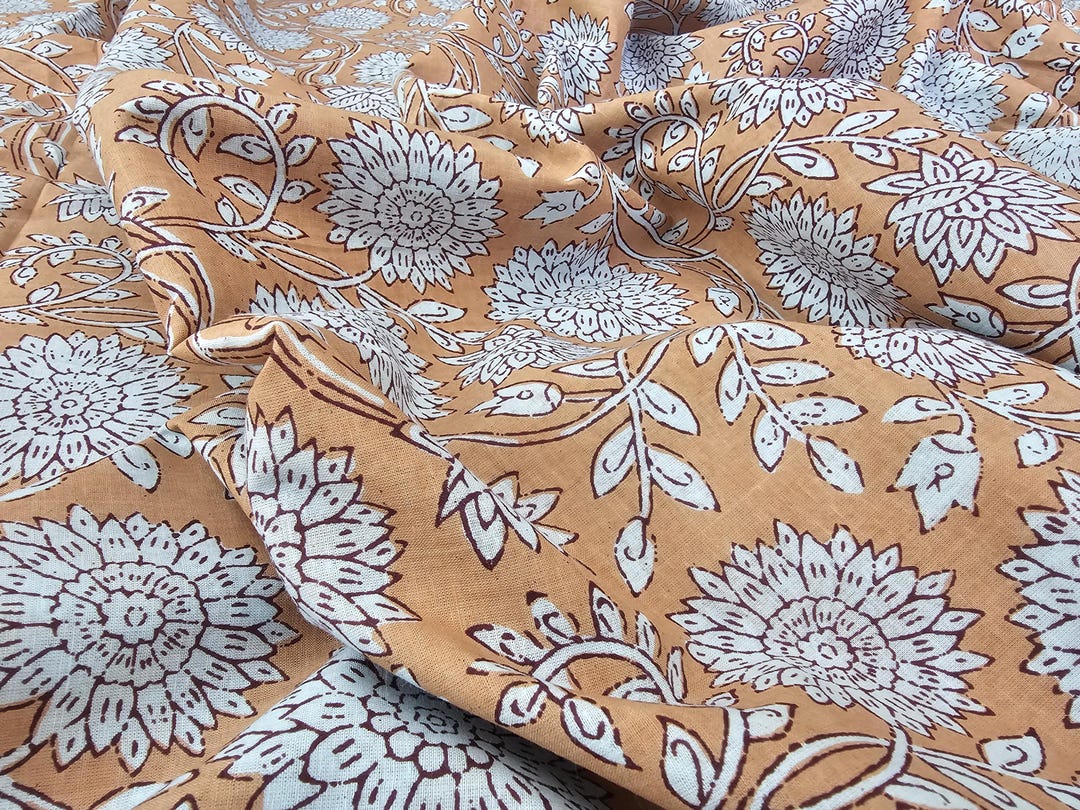 Boho Block Print Fabric by the Yard Handmade Block Print Fabric ...