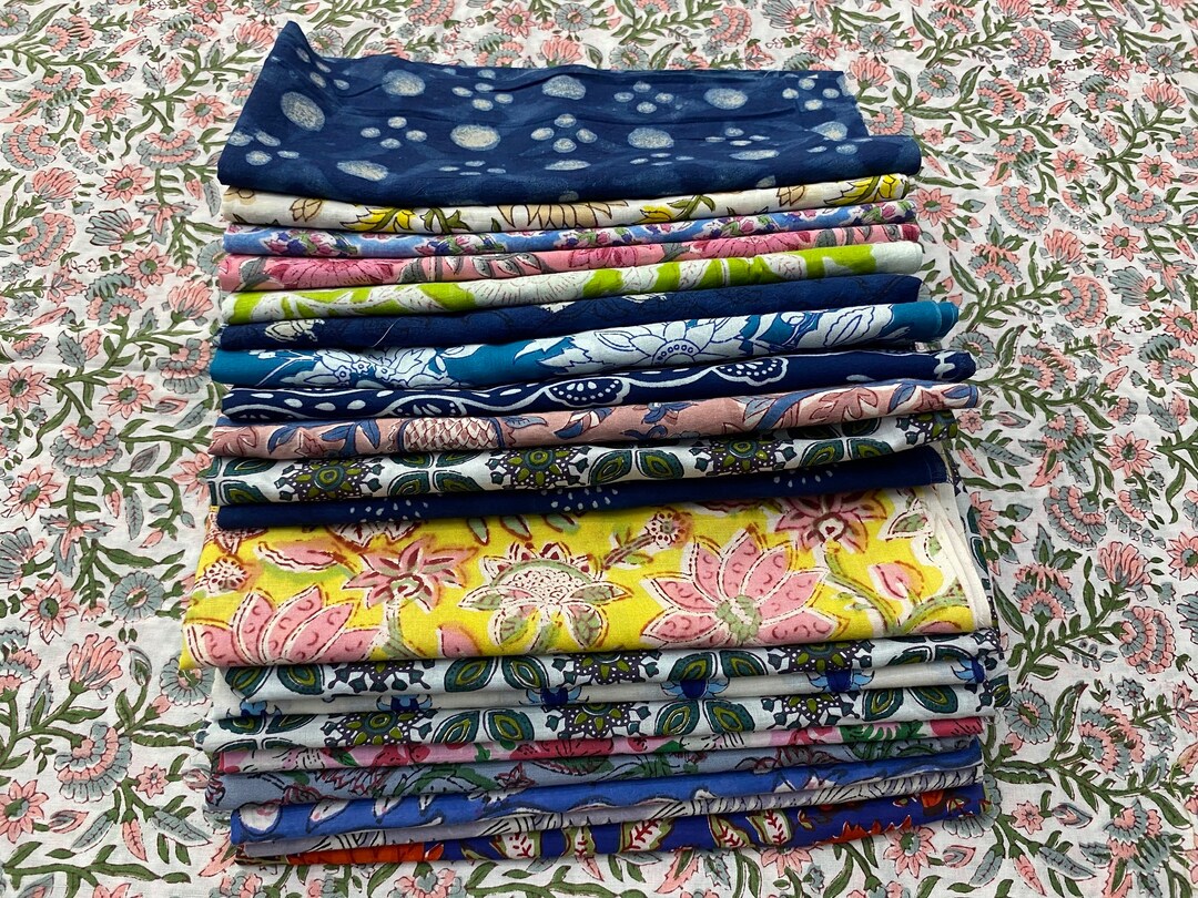 Indian Hand Block Printed Scrap - Scrap Bundle - Fabric Scraps Cotton ...