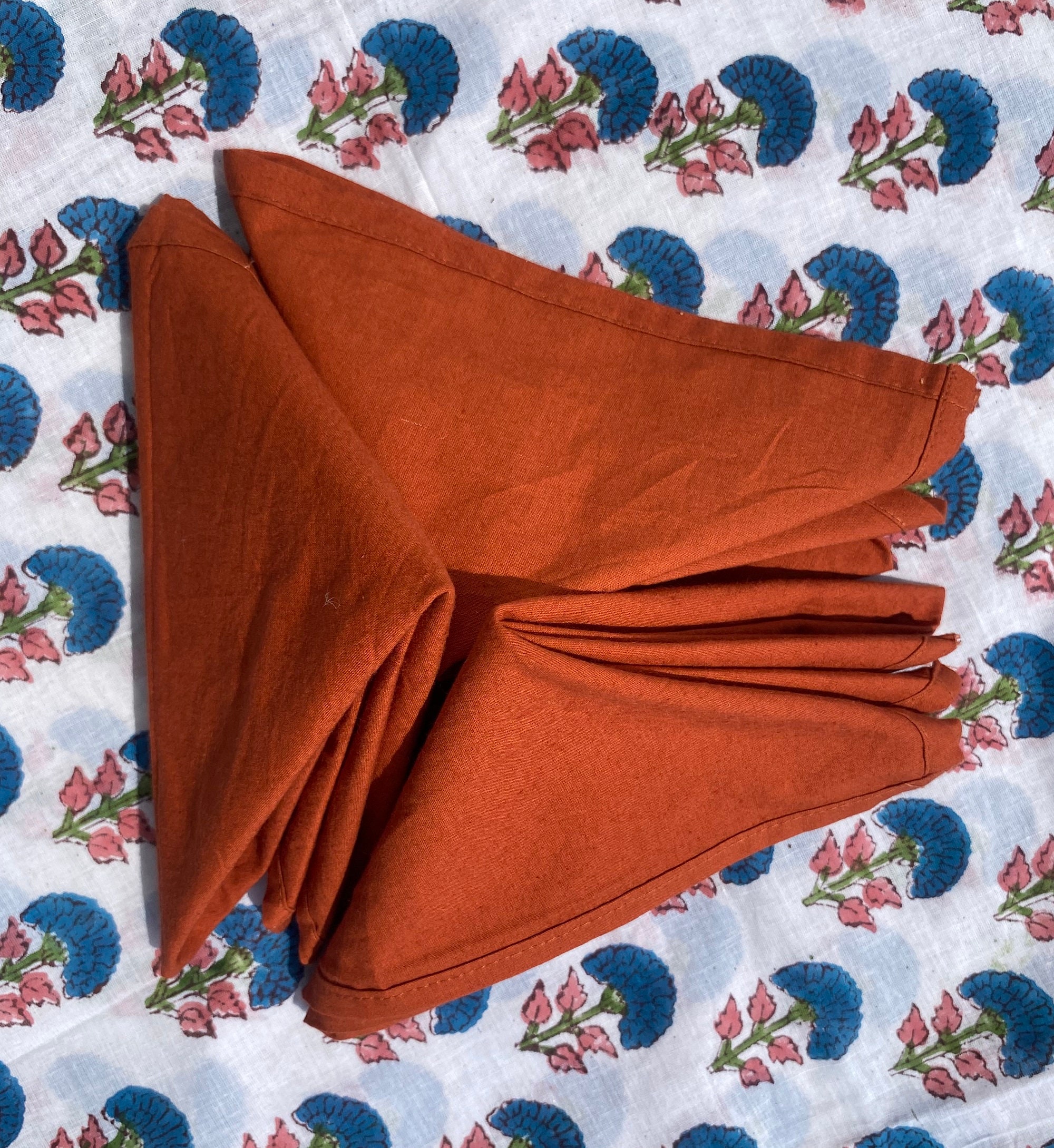 50 Pcs Rust Cotton Napkins, Handmade Custom Size Napkins Available ...