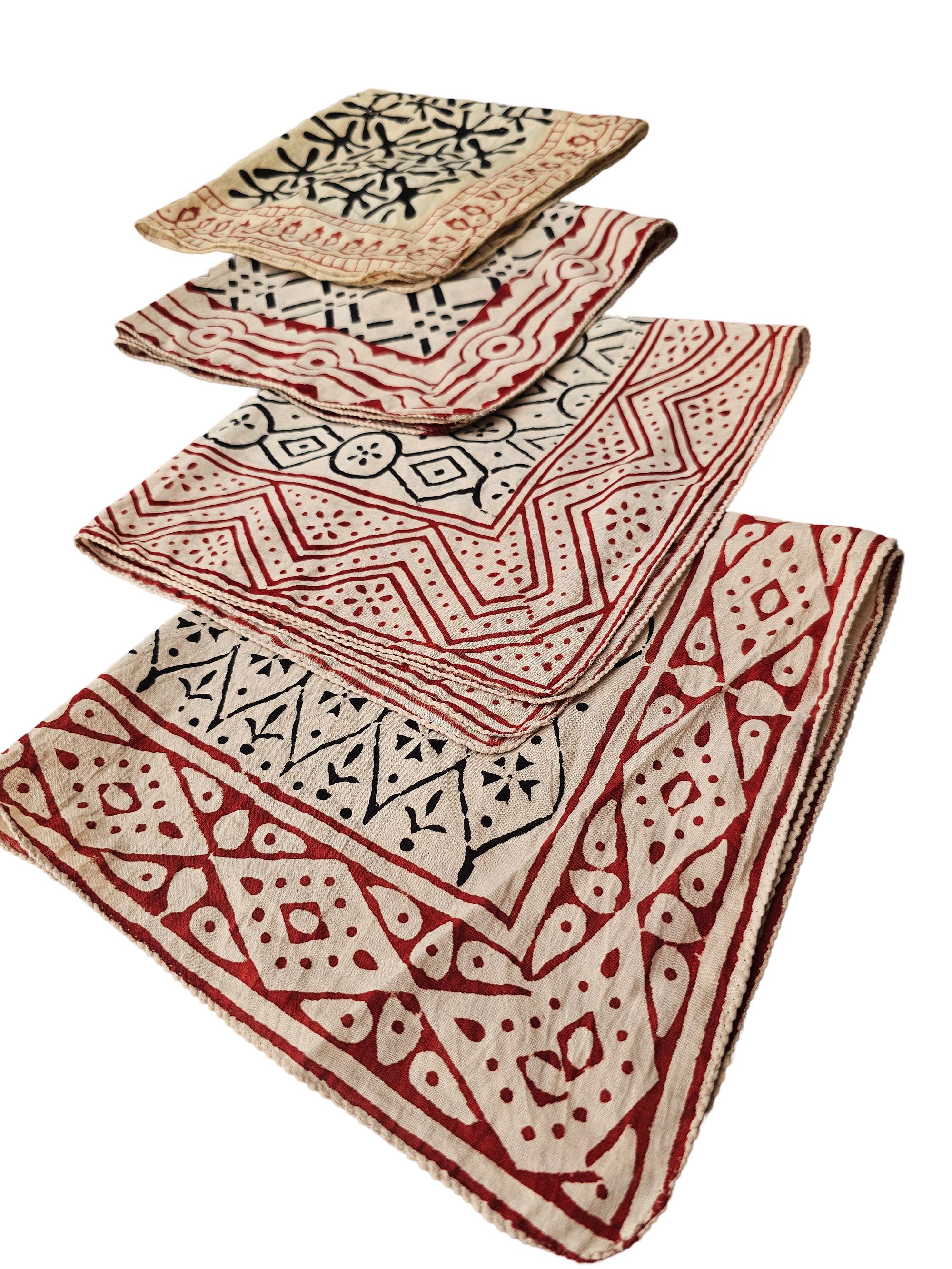 Set of 4 Organic Cotton Bandana Moselle, Bandana Scarf, Paisley Design ...