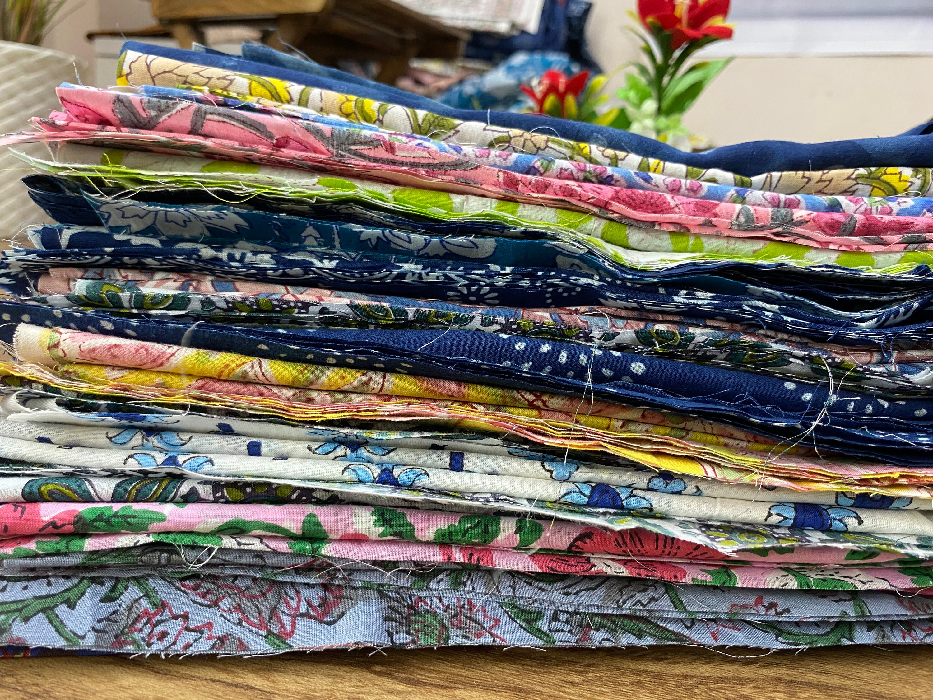 Indian Hand Block Printed Scrap - Scrap Bundle - Fabric Scraps Cotton ...