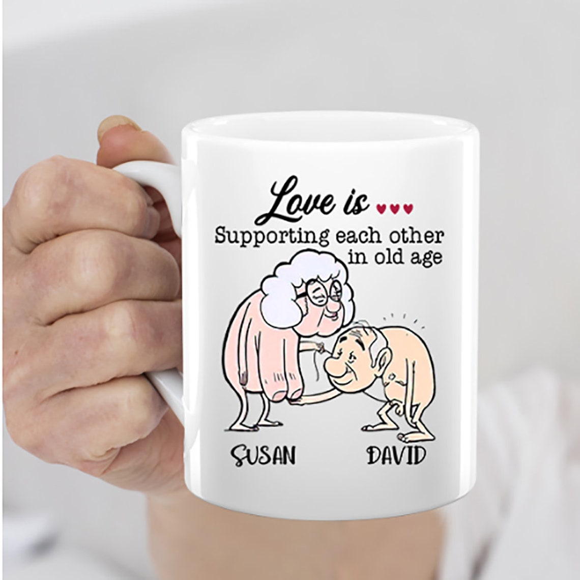 Personalized Funny Old Person Mug Add Names Coffee Cup Old Couple Mug