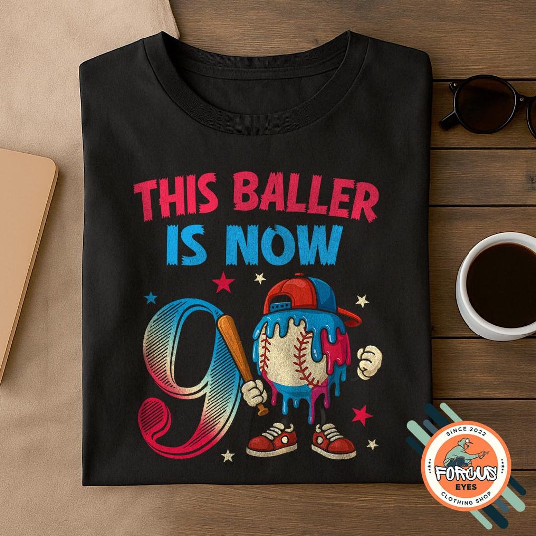 Baller Birthday Shirt, Custom Age Design, Drippy Baseball Style, Kids ...
