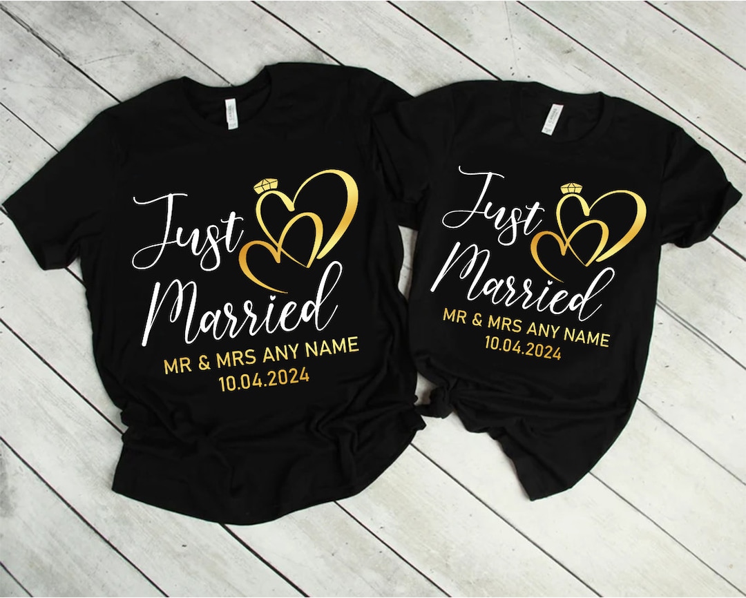 Personalized Just Married Shirts, Husband and Wife Couples Honeymoon ...