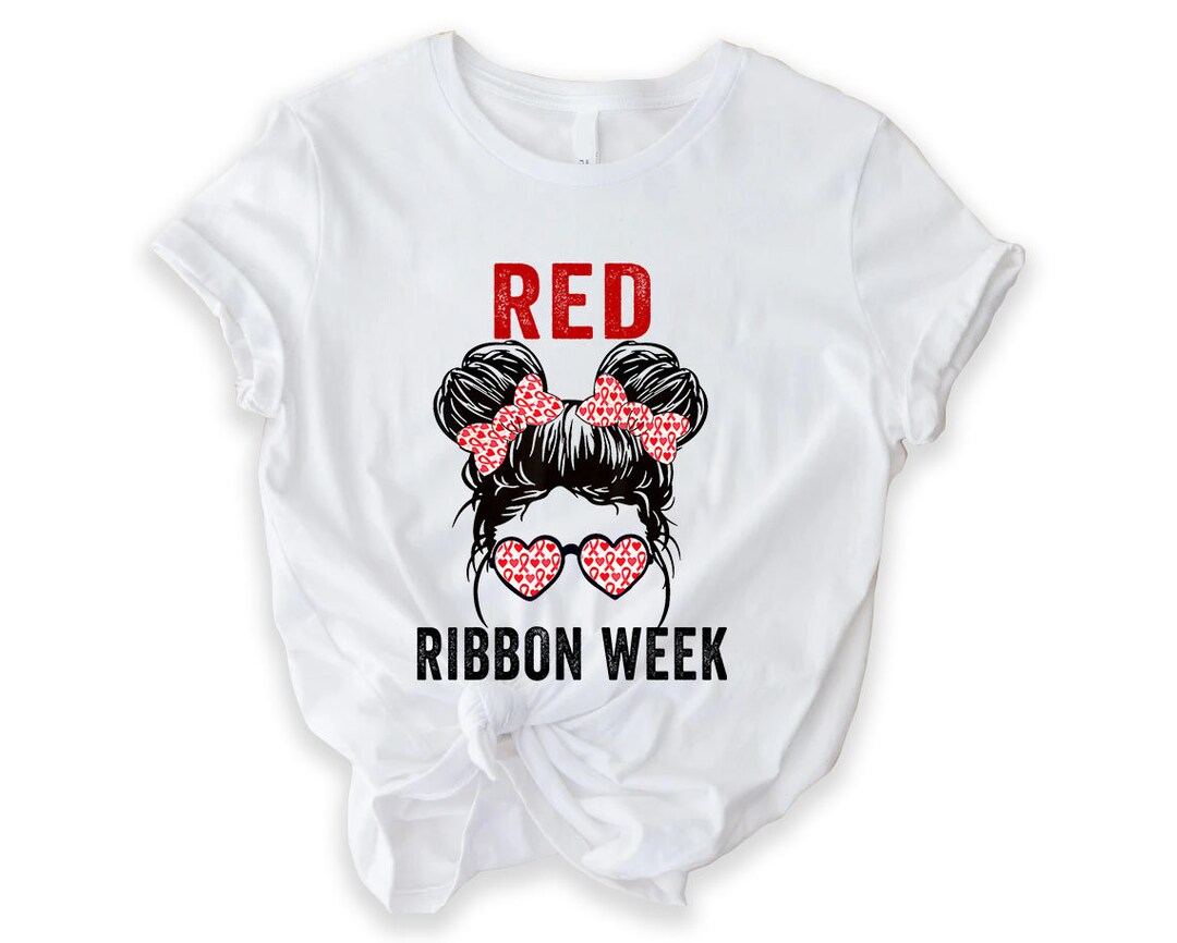Wear Red for Red Ribbon Week Awareness Drug Free Cute Hearts Shirt, Red ...
