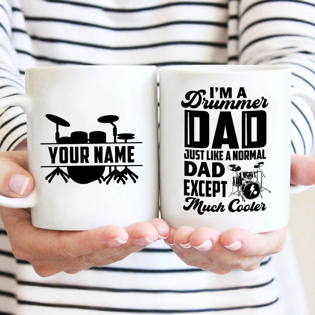 Personalized Name Dad Mug, Drummer Dad Coffee Mugs, Father's Day Gift ...