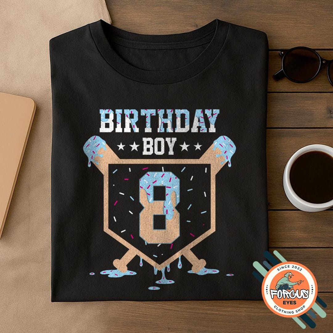 8th Birthday Boy, Custom Age Baseball Sprinkle Design, Fun Sports Party ...