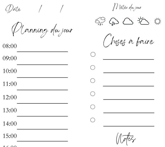 Planning Journalier Digital Minimaliste Une Page à - Etsy