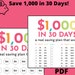1000 in 30 Days Savings Tracker Printable Files, Save 100 in 30 Days ...