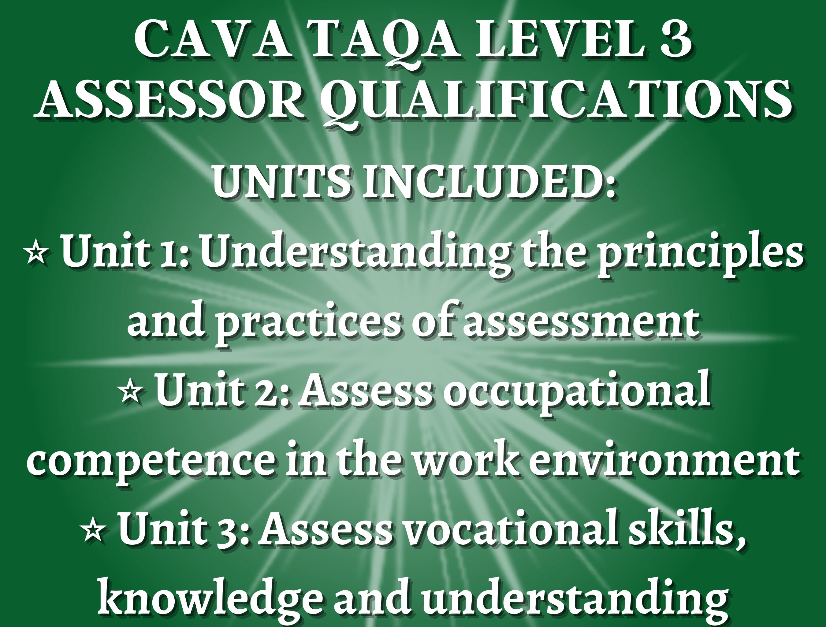 Cava Taqa Level 3 Assessor Qualifications Answers Help Units 1, 2, 3 ...