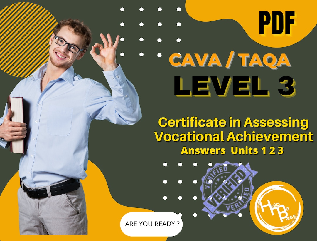 Cava Taqa Level 3 Assessor Qualifications Answers Help Units 1, 2, 3 Certificate in Assessing ...