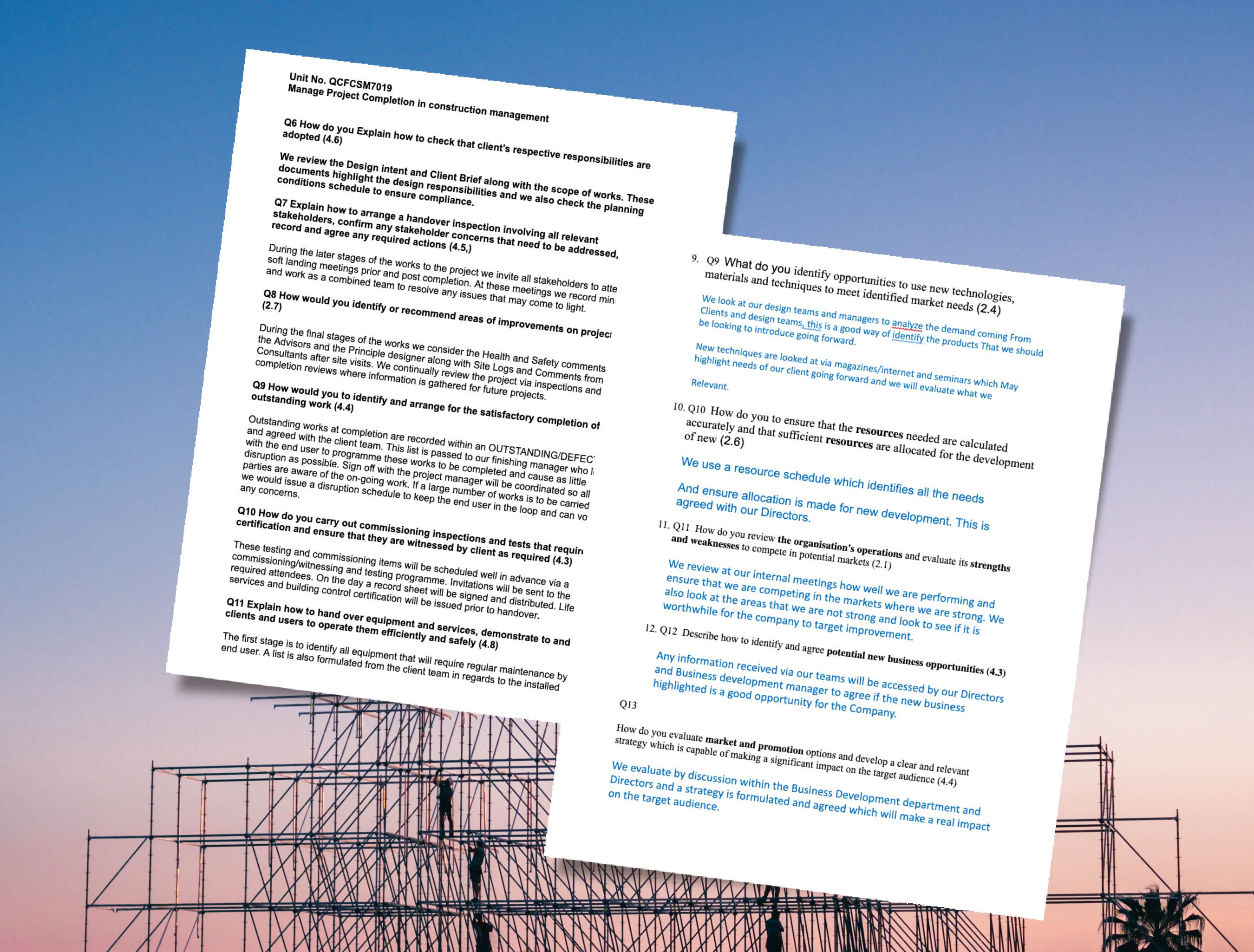 NVQ LEVEL 7 Construction Senior Management Answers in PDF Assessor ...