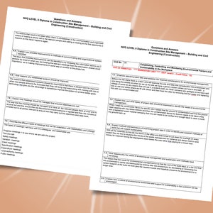 NVQ Level 6 Diploma in Construction Site Management - Questions and ...