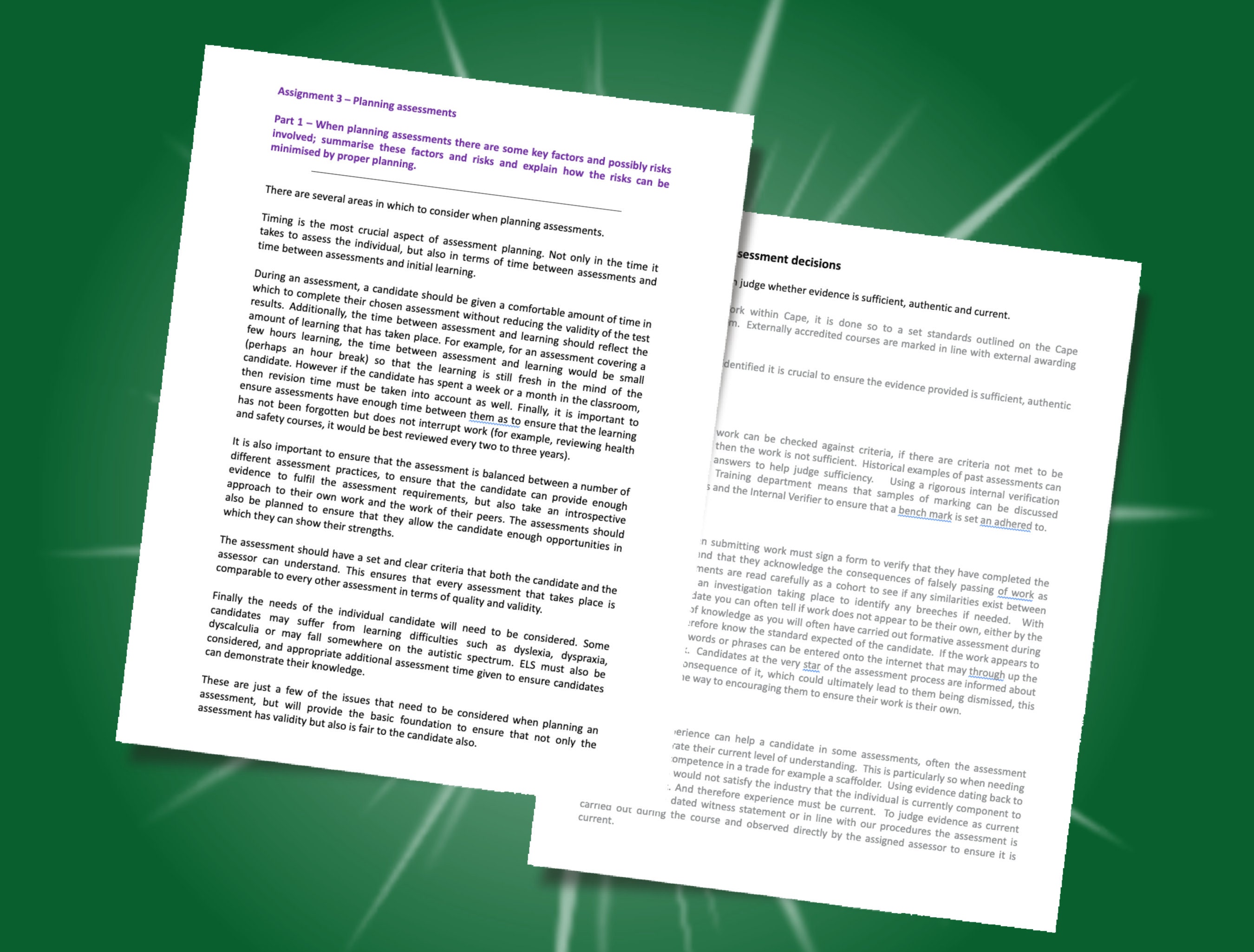 Cava Taqa Level 3 Assessor Qualifications Answers Help Units 1, 2, 3 ...