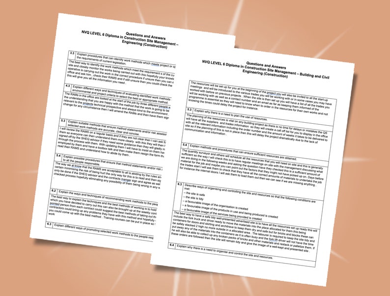 NVQ Level 6 Diploma in Construction Site Management - Questions and ...