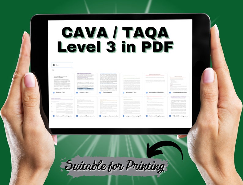 Cava Taqa Level 3 Assessor Qualifications Answers Help Units 1, 2, 3 ...